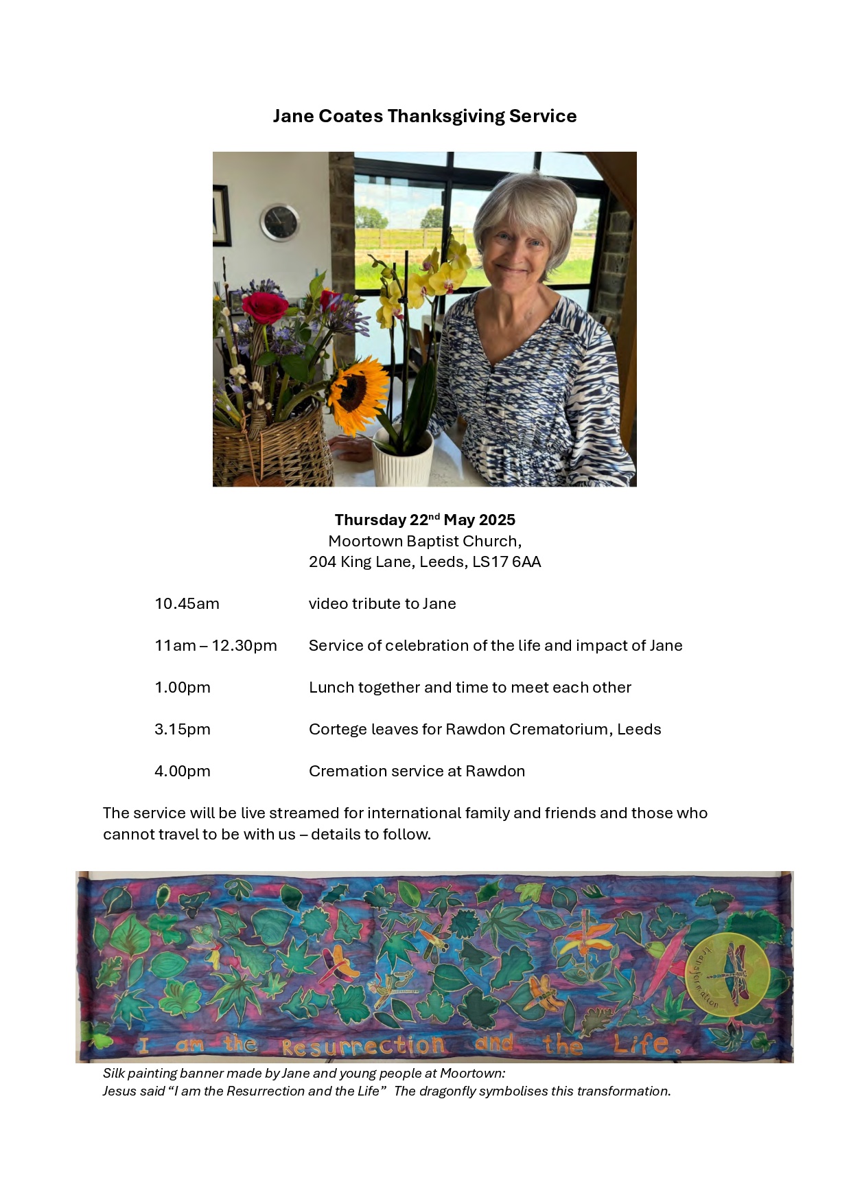 Jane Coates Thanksgiving Service – Moortown Baptist Church